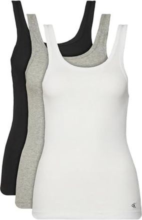 Calvin Klein D&eacute;bardeurs Lot de 3 Femme Scoop Neck Cotton avec Col Ras-du-Cou, Multicolore (Black/White/Grey Heather), XL