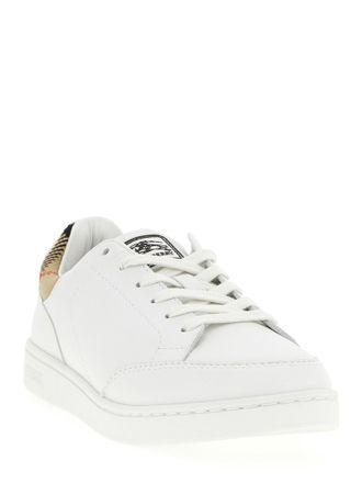 Burberry Check-Heel Leather Sneaker - White