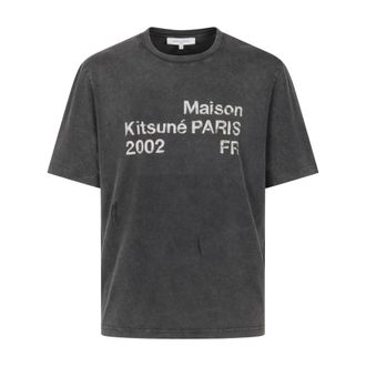Maison Kitsun&eacute; Homme, Tops, Noir, Taille: XS 2002 Faded Comfort Tee-Shirt