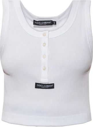 Dolce & Gabbana Femme, Tops, Blanc, Taille: 34 FR Ribbed Tank Top