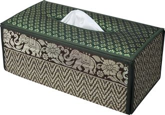 CCCollections Handgefertigte Schutzh&uuml;lle f&uuml;r Taschentuchboxen aus Schilfrohr - umweltfreundliche Materialien (D Gr&uuml;n)