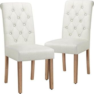 Yaheetech Chaise Lot de 2 Chaises de Salle à Manger avec Chêne Tissu Chaise de Salon Mobilier pour Maison Bureau Cuisine Bar Réunion Hôtel 45,5 x 62 x 98,5cm Be