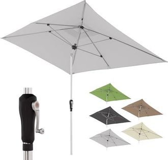 Doppler Sonnenschirm für den Garten SL-AZ Auto Tilt 190x290 cm Hellgrau I Gartenschirm knickbar I Kurbelschirm mit UV-Schutz 80+ I Kurbelschirm aus Aluminium 