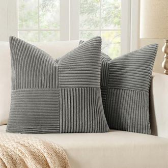 Miulee Lot de 2 Housse Coussin en Velours C&ocirc;tel&eacute; 40x40cm Gris Fonc&eacute; Housse de Coussin Decoratif Coussin de Canap&eacute; Moderne Doux D&eacute;co Coussin de Canap&eacute;