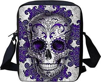 Hugs Idea Petit sac à bandoulière avec visage danimaux, Tête de mort en sucre violet, Small