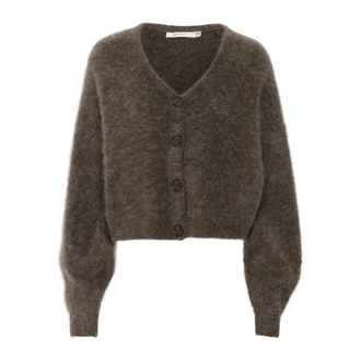 Gestuz Weicher Cardigan mit Puff&auml;rmeln - - Knitwear - Damen - Braun - S