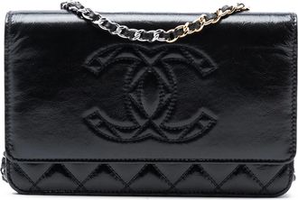 Chanel Hobo Bags - CC Shiny Aged Calfskin Wallet On Chain - Gr. unisize - in Schwarz - f&uuml;r Damen
