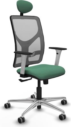 Piqueras y Crespo B&uuml;rostuhl aus Netzstoff, mit wei&szlig;en und schwarzen Armlehnen, h&ouml;henverstellbare Lendenwirbelst&uuml;tze und festes Kopfteil, ausgestattet mit 3 Positionen, 