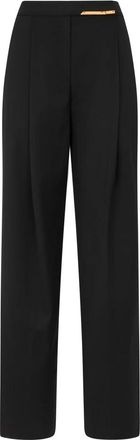 Elisabetta Franchi Femme, Pantalons, Noir, Taille: 36 FR Pantalon en laine froide avec plaque bijou