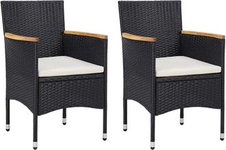vidaXL Vidaxl - Garten-Essst&uuml;hle 2 Stk. Poly Rattan Schwarz