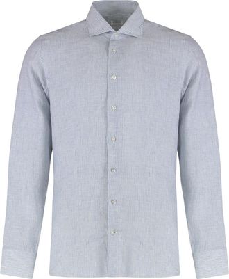 Borriello Chemise ray&eacute;e en lin - Homme - Chemises - Bleu - Taille: 2XL