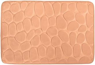 MSV Badematte Kiesel Mousse Pfirsich - Bequemer Komfort f&uuml;r Ihr Badezimmer, rutschfest und Absorbierend, Elegantes Design f&uuml;r eine Moderne und Beruhigende