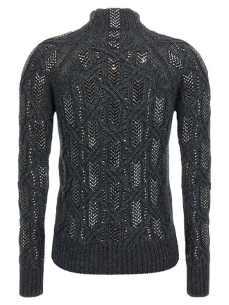 Ermanno Scervino Crystal-Braided Wool Blend Sweater - Charcoal