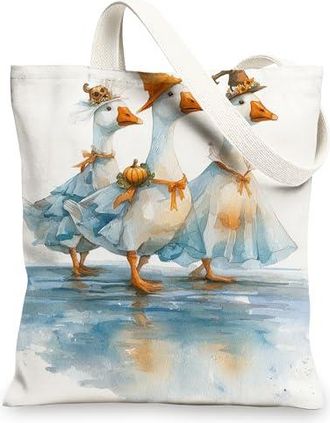 Generic Sacs fourre-tout fantaisistes en toile &agrave; motif doies mignonnes, sacs d&eacute;picerie r&eacute;utilisables, l&eacute;gers et lavables avec bandouli&egrave;re pour salle de sport,