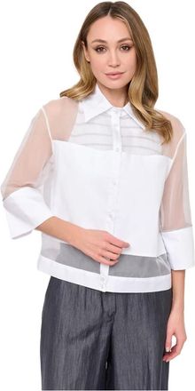D.exterior Femme, Blouses et Chemises, Blanc, Taille: 40 FR Chemise en popeline et organza