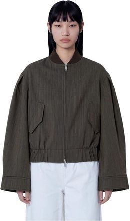 Ganni Leichte Wollmelange Boxy Jacke - - Jackets - Damen - Braun - M