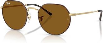 Ray-Ban Jack Sonnenbrillen Mattes Arista Gold Fassung Braun Glas 53-20
