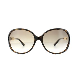 Gucci Lunettes De Soleil Gucci 0076S 003 D&eacute;grad&eacute; Brun En Or Havane