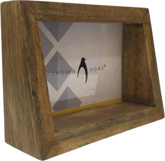 Penguin Home Horizontaler Bilderrahmen aus Mangoholz, 10 x 15 cm, nat&uuml;rliches Finish, rustikaler Vintage-Stil, handgefertigter Holz-Bilderrahmen f&uuml;r Wand oder Tisc
