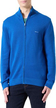 GANT Herren Cotton Pique Zip Cardigan Strickjacke, Lapis Blue, XX-Large