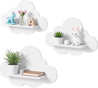 Generic Niedliche Regale F&uuml;r Das Schlafzimmer - 3 St&uuml;cke Wolkenf&ouml;rmiges B&uuml;cherregal,Dekorative Wandregale | F&uuml;r Kinderzimmer Badezimmer Babyzimmer Arbeitsplat
