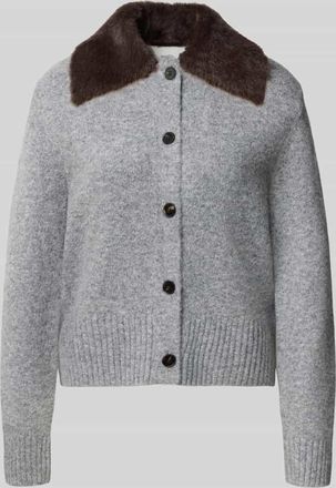 OPUS Strickjacke aus Wollmix mit Webpelzkragen Modell Dofur