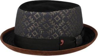 Alfonso d'Este Chapeau en Tissu Daluno Pork Pied&acute;Este Homme - Made in Italy Fedora avec Doublure, Ruban Gros Grain Automne-Hiver - S (54-55 cm) Noir