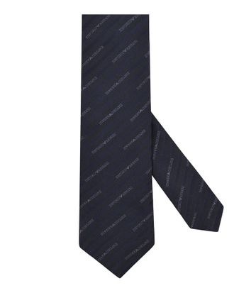 Emporio Armani Seidenkrawatte mit Label-Schriftzug und Diagonalstreifen in