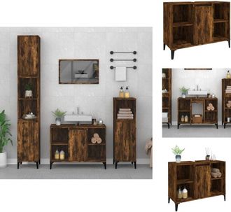 vidaXL Waschbeckenunterschrank R&auml;uchereiche 80x33x60 cm Holzwerkstoff - Badezimmerm&ouml;bel - Waschbeckenunterschrank - Holzschrank - Spiegelschrank