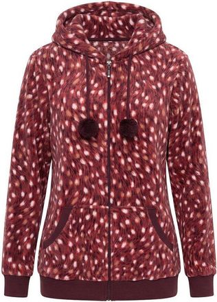 Ulla Popken Sweatjacke Homewear-Jacke Pl&uuml;sch gemustert Kapuze Langarm