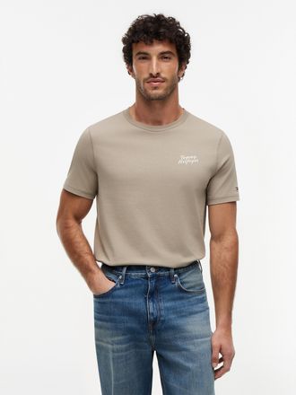 Tommy Hilfiger T-Shirt TOMMY HILFIGER PALM PHOTO PRINT, Herren, Gr. XXL, beige (keystone), Single Jersey, Obermaterial: 100% Baumwolle, regular fit, Rundhals, Shirts