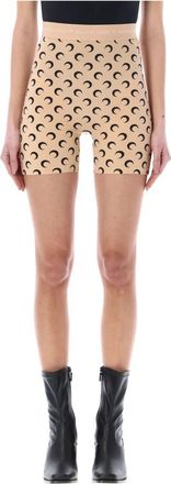 Marine Serre Mond Yoga Shorts Tan Hohe Taille - - Shorts - Damen - Mehrfarbig - M