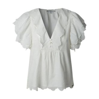 Pepe Jeans London Elegante Bluse mit Puff&auml;rmeln - - Blouses & Shirts - Damen - Wei&szlig; - M
