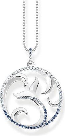 Thomas Sabo KE2145-644-1-L50V Cha&icirc;ne pour femme en argent sterling 925 avec vague de pierres bleues Longueur 50 cm, 50 cm, Argent sterling, Zircone cubique