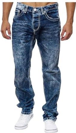 Generic Jean Homme Jeans Homme Pantalon en Jean D&eacute;contract&eacute; Stretch Confortable - Coupe Casual Tendance avec &Eacute;lasticit&eacute; pour Usage Quotidien