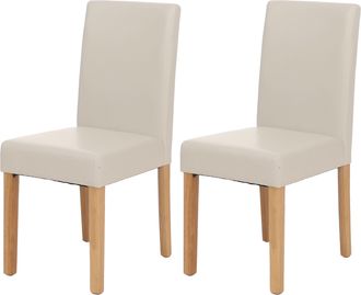 Mendler 2er-Set Esszimmerstuhl Stuhl K&uuml;chenstuhl Littau - Kunstleder, wei&szlig;, helle Beine