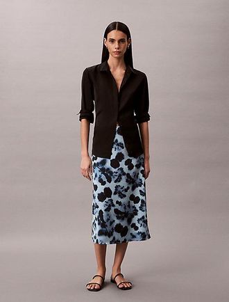 Calvin Klein Jupe longueur midi en satin imprim&eacute;
