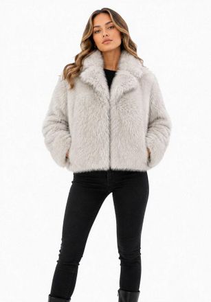 Eight2Nine Fleecejacke Kunstfelljacke Damen Fake Fur Kurzjacke &Uuml;bergangs Herbst Winter Jacke