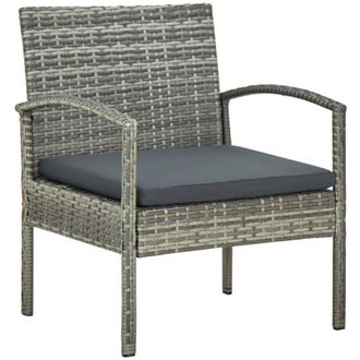 vidaXL Vidaxl - Chaise de jardin avec coussin R&eacute;sine tress&eacute;e Gris