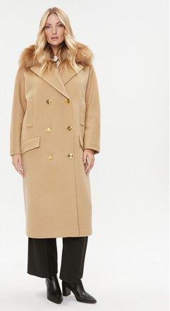 Elisabetta Franchi Wollmantel CP-44D-36E2-V1000 Braun Regular Fit