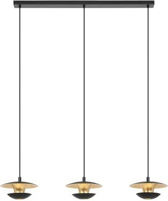 Eglo LED Pendelleuchte Nuvano, 3 flammige Hängelampe, Hängeleuchte aus Metall in Schwarz, Gold, Esstischlampe, LED Wohnzimmerlampe hängend mit GU10 Fassung