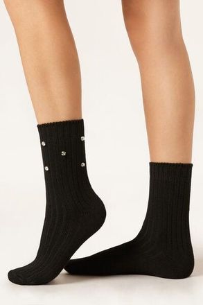 Calzedonia Bundlose Socken Mit Schmucksteinen Schwarz