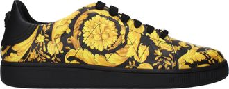 Versace Hommess Baskets Cuir Noir/Jaune