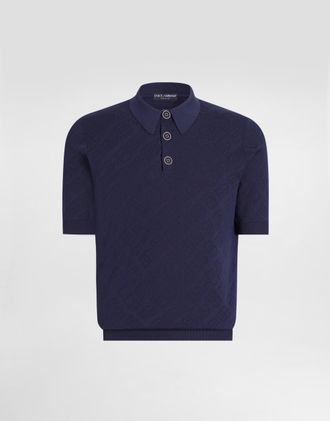 Dolce & Gabbana Silk Polo Shirt - Mann Strickwaren Blau 50