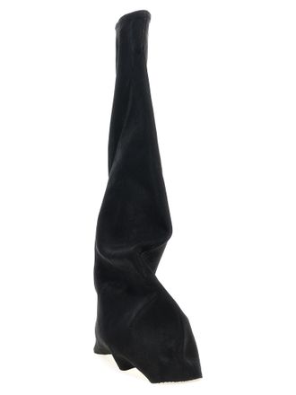 Rick Owens Womens Black Cotton Over The Knee Shoe
