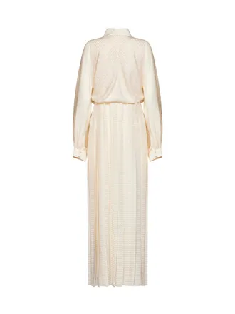Fendi Womens Long Shirt Dress Ivory Silk