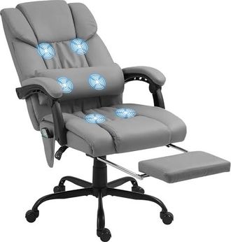 Vinsetto Fauteuil de Bureau massant avec Repose-Pieds, Chaise de Bureau, Chaise Ergonomique, Hauteur réglable, Dossier inclinable et télécommande Filaire, Tiss