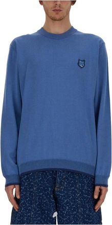 Maison Kitsun&eacute; Homme, Pulls, Bleu, Taille: L Bold Fox Head Patch Regular Jumper