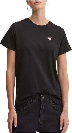 Guess Femme, Tops, Noir, Taille: 36 FR TShirt Logo Patch&eacute; - Coupe R&eacute;gular