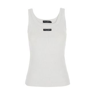 Dolce & Gabbana Logo Baumwoll-Tanktop - - Tops - Damen - Wei&szlig; - M